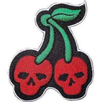 China Custom Embroidered Patch Skull Cherries Twill Fabric Dress Badge Iron On 150mm for sale