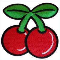 China Custom Embroidered Patch Skull Cherries Twill Fabric Dress Badge Iron On 150mm for sale