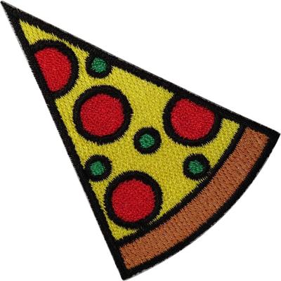 China Custom Embroidered Pizza Patch Iron On Sew On Applique for Jeans Bag 150mm for sale