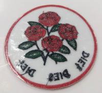 China custom design logo red rose round embroidery patch for clothing for sale