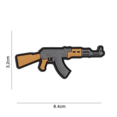 China Custom 2D 3D Rubber PVC Patches AK 47 Kalashnikov Iron On Clothing Label 50pcs MOQ for sale