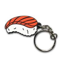 China Custom 2D Soft PVC Keychain Salmon Sushi Design Rubber Key Chain PMS Color Eco Friendly for sale