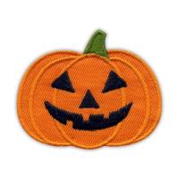 China Custom Embroidered Jack O Lantern Halloween Pumpkin Iron On Patch 5cm for sale