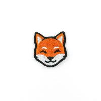 China Custom Embroidered Fox Patch Iron On Merrow Border 150mm Width Twill Badge for sale
