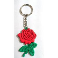 China Custom Rose Flower Shape PVC Keychain Promotion Gift 3D Rubber Key Ring 5cm for sale