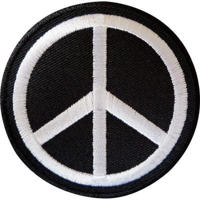China Custom Embroidered Peace Sign Patch Rainbow Iron On Sew On Badge 150mm for sale