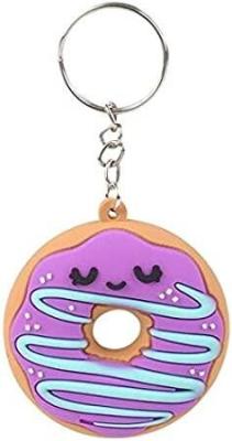 China Custom Candy Colors PVC Key Chain Donut Cartoon Soft Rubber Keychain 2D 3D Logo for sale