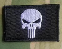 China Custom Embroidered Skull Flag Punisher Rocker Patch Iron On Biker Vest Mini 5cm for sale