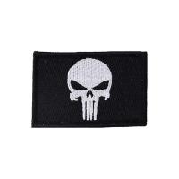 China Custom Embroidered Skull Flag Punisher Rocker Patch Iron On Biker Vest Mini 5cm for sale