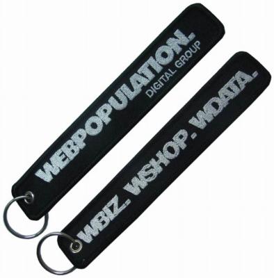 China Custom Embroidered Keychain 130x30mm Remove Before Flight Promotional Key Chain for sale