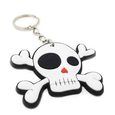 China Custom Soft PVC Rubber Keyring Skull Silicone Keychain 2D 3D Logo for sale