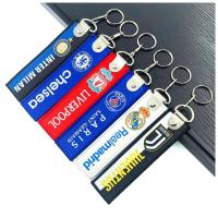China Custom Polyester Fabric Woven Flight Tag Keychain 130x30mm Heat Sublimation Jet Tag for sale