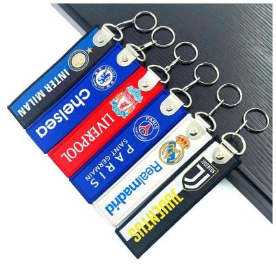 China Custom Polyester Fabric Woven Flight Tag Keychain 130x30mm Heat Sublimation Jet Tag for sale
