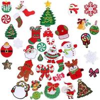 China Custom Christmas Embroidered Iron On Patches Blue Merrow Border 150mm for Craft Clothing for sale