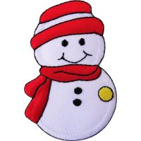 China Custom Christmas Snowman Embroidered Patch Iron On Sew On Decoration 3D Applique Badge 150mm for sale