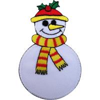 China Custom Christmas Snowman Embroidered Patch Iron On Sew On Decoration 3D Applique Badge 150mm for sale