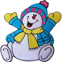 China Custom Christmas Snowman Embroidered Patch Iron On Sew On Decoration 3D Applique Badge 150mm for sale