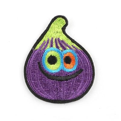 China Custom Purple Onion Iron On Embroidery Applique Patch Twill Fabric 150mm for Garment Hat Shoes for sale
