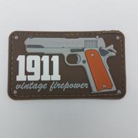 China Custom 3D PVC Colt 1911 Pistol Hook and Loop Patch Tactical Military Badge for sale