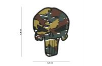 China Hook Back Rubber PVC Patch Punisher Skull Green / Gray Digital Camo Pattern for sale