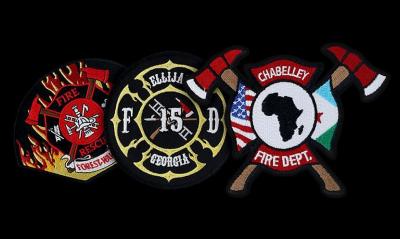 China Custom Fire Department Embroidered Patches Iron On Back 3D 100mm for sale