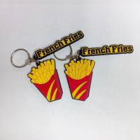 China Custom 3D Embossed PVC Keychain Eco Friendly French Fries Shape Souvenir 2D 3D Logo for sale