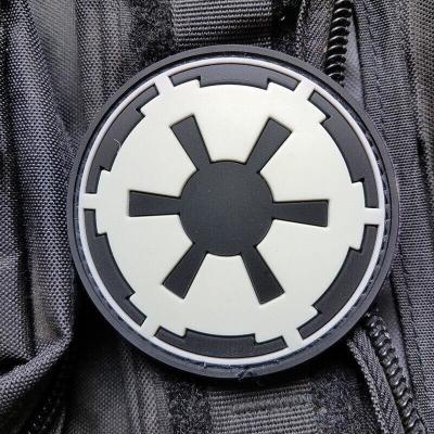 China Custom PVC Rubber Patch with Velcro Backing Star Wars Galactic Empire Symbol Low MOQ 50pcs for sale