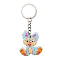 China Custom PVC Keychain Farm Animal Rabbit Cute Rubber Key Chain 2D 3D Logo for sale