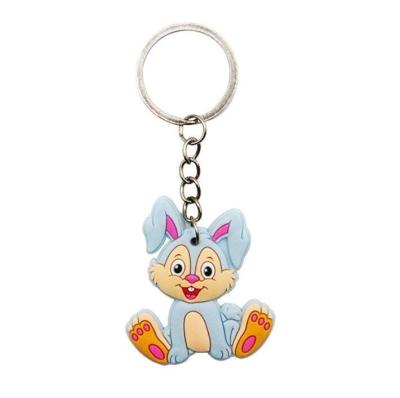 China Custom PVC Keychain Farm Animal Rabbit Cute Rubber Key Chain 2D 3D Logo for sale