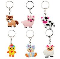 China Custom PVC Keychain Farm Animal Rabbit Cute Rubber Key Chain 2D 3D Logo for sale