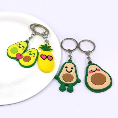 China Custom Soft PVC Keychain 2D 3D Logo Cartoon Fruit Shape Promotional Gift for sale