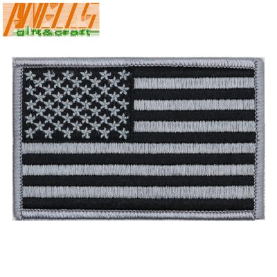 China Custom Embroidered American Flag Patch Grey Patriotic Pride for Jackets Hats Sleeves 100 PCS MOQ for sale