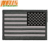 China Custom Embroidered American Flag Patch Grey Patriotic Pride for Jackets Hats Sleeves 100 PCS MOQ for sale