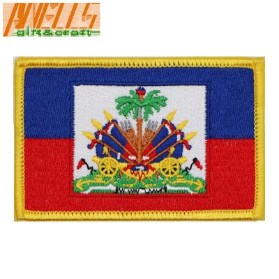 China Haiti Flag Embroidered Patch 3.2x2.1 Inch Iron On Sew On Emblem for Blazer Jacket Uniform for sale