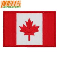 China Canada Flag Embroidered Patch Canadian Maple Leaf Iron On Sew On 2.5x3.5 Inch National Emblem for sale