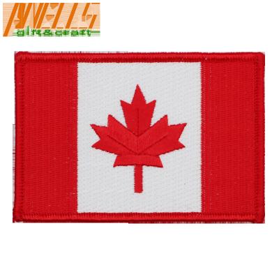 China Canada Flag Embroidered Patch Canadian Maple Leaf Iron On Sew On 2.5x3.5 Inch National Emblem for sale