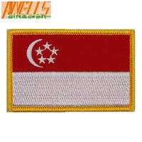 China Singapore Flag Embroidered Patch Iron-On National Emblem 100PCS MOQ Custom for sale