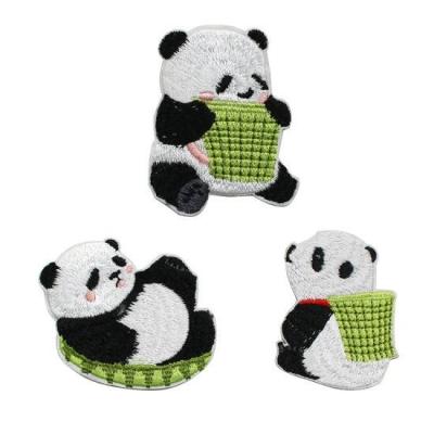 China Custom Iron On Embroidery Patch Cute Cartoon Panda 7C for Jacket Clothing 5cm for sale