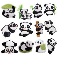 China Custom Iron On Embroidery Patch Cute Cartoon Panda 7C for Jacket Clothing 5cm for sale