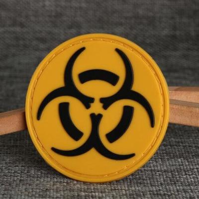 China Custom 3D Rubber PVC Biohazard Nuclear Radiation Warning Patch 50mm for sale