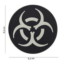 China Custom 3D Rubber PVC Biohazard Nuclear Radiation Warning Patch 50mm for sale