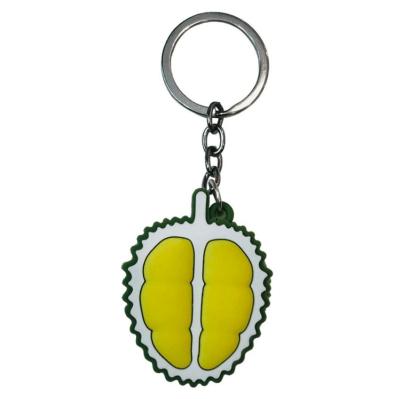 China Custom 3D Soft PVC Rubber Keychain Durian Shape Promotional Gift 2D 3D Logo for sale