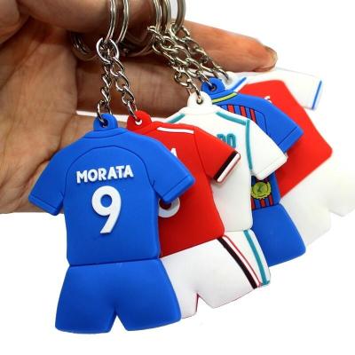China Custom PMS Color PVC Keychain Pendant Football Jersey Type 2D 3D Soft PVC Key Ring for sale