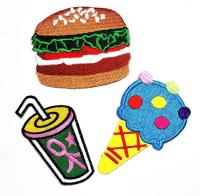 China 3x2 Inch Iron On Embroidery Patch Food Snack Shape for Jackets T Shirt Custom for sale