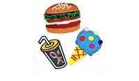 China 3x2 Inch Iron On Embroidery Patch Food Snack Shape for Jackets T Shirt Custom for sale