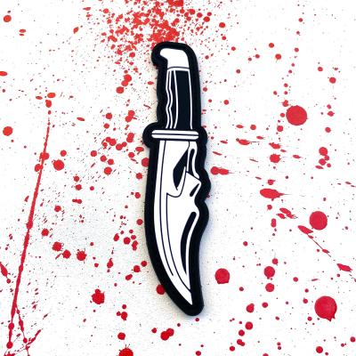 China Custom Skull Knife Rubber Morale PVC Patch Pantone Color Hook Backing for sale