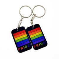 China Soft Silicone PVC Gay Pride Keychains Custom Rainbow Logo for sale