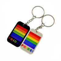 China Soft Silicone PVC Gay Pride Keychains Custom Rainbow Logo for sale