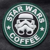 China 3D Custom PVC Military Patch Army Green Star Wars Coffee Design 5x5 cm for sale
