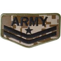 China Custom Iron On Embroidered Patch Badge ARMY Insignia Stars Green Camo Camouflage 100 PCS MOQ for sale